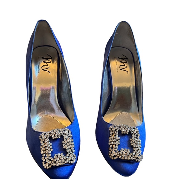 Martinez Valero | Shoes | Dress Royal Blue Dress Shoe With Rhinestone Buckle | Poshmark